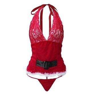 Generic Lingerie sexy - Petite jupe - Pyjama - Ensemble de sous-v&ecirc;tements - Bustier transparent, rouge, taille unique
