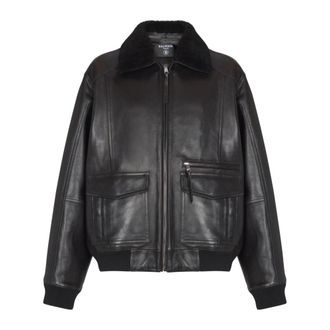 Balmain Lammfell Flieger Bomberjacke - - Jackets - Herren - Schwarzk - L