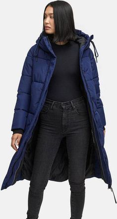 Marikoo Winterjacke Michikoo Extra langer Schnitt mit seitlichen Gehschlitzen