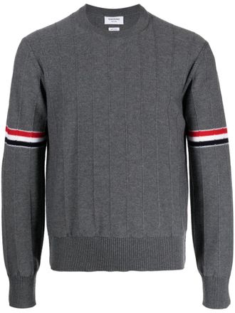 Thom Browne pull à bande RWB - Gris