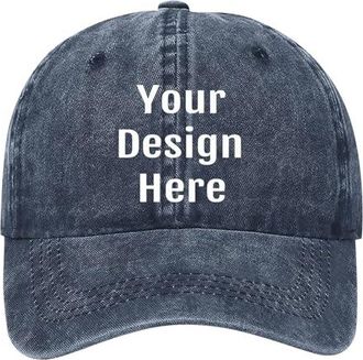 Generic Casquette de baseball personnalis&eacute;e, chapeau personnalis&eacute; avec logo brod&eacute; et photo imprim&eacute;e, image, chapeau de papa vintage en coton d&eacute;lav&eacute; r&eacute;glable, 