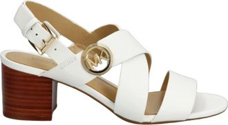Michael Kors Femme, Chaussures, Blanc, Taille: 38 1/2 EU Vera Leather Sandal