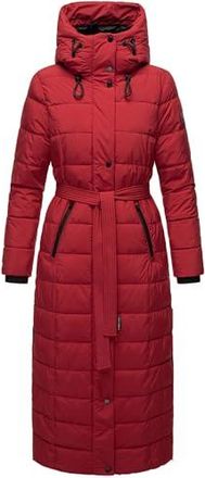 Navahoo Manteau dhiver chaud matelassé pour femme avec capuche et ceinture - La partie XIV XS-3XL, rouge foncé, XL