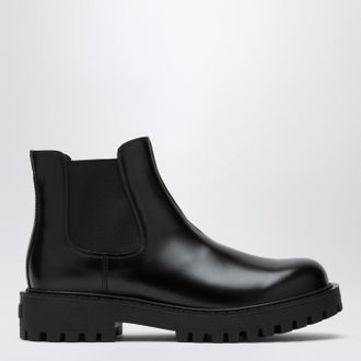 Prada Schwarze Lederstiefelette