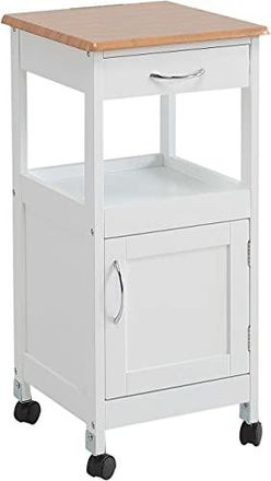 Kit Closet Küchenwagen mit 1 Tür und 1 Schublade, Holz/Weiß, 37 x 37 x 76