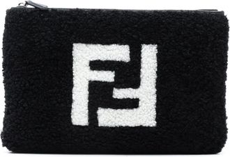 Fendi Clutches - Shearling FF Flat Pouch - Gr. unisize - in Schwarz - f&uuml;r Damen