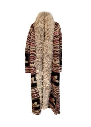 Chanel Printed Fur Trimmed Longline Cardigan Size S