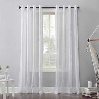 No. 918 Erica durchscheinender Voile-Vorhang mit Ösen, 241,3 x 129,5 cm, Weiß