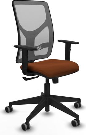 Piqueras y Crespo Computerstuhl mit 1D-Armen, h&ouml;henverstellbare Lendenwirbelst&uuml;tze, ausgestattet mit 3 Positionen und Schneideschaum, Grau/Braun