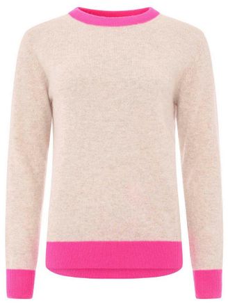 Zwillingsherz Kaschmirpullover Roundneck with Colored Edges Rundhalsausschnitt, Langarm, Neon-Details, Cashmere