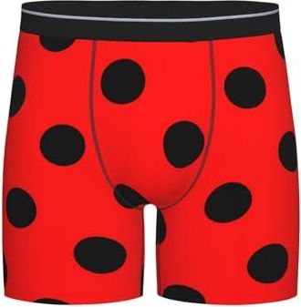 AOOEDM Boxer Coccinelle à Pois Rouges et Noirs pour Hommes, sous-vêtements Respirants S-XXL