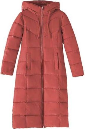 Generic Manteau dhiver long pour femme, manteaux matelassés à manches longues, coupe tendance, vestes rembourrées à capuche épaisses et chaudes avec cordon de