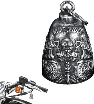 Generic Cloche de moto motif t&ecirc;te de mort - Porte-cl&eacute;s pour motocyclistes, cloches d&eacute;quitation, porte-cl&eacute;s &eacute;l&eacute;gant, l&eacute;ger, accessoires de moto, porte-cl&eacute;s et 