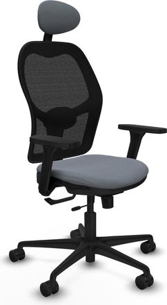 Piqueras y Crespo Ergonomischer Stuhl mit 3D-Armen, h&ouml;henverstellbarer Lendenwirbelst&uuml;tze und festem Kopfteil, ausgestattet mit Syncro/Traslack und injiziertem Schaumst