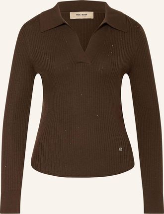 Mos Mosh Mos Mosh Strick-Poloshirt Mmronika Mit Schmucksteinen braun