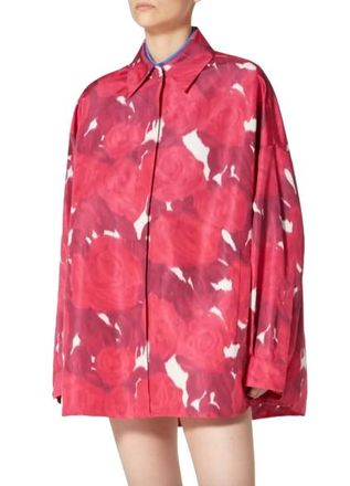 Valentino Garavani Valentino Rose Moir&eacute; Faille Pea Coat Size XS