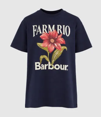 Barbour Tee-Shirt Wild Flower T-Shirt Navy, Collaboration Barbour X Farm Rio