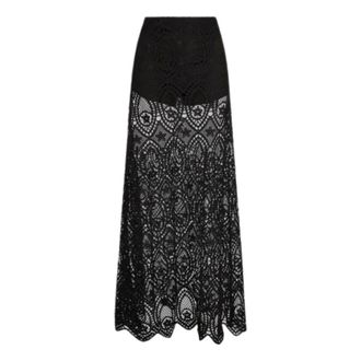 Weili Zheng Femme, Jupes, Noir, Taille: 42 FR Longue Jupe en Dentelle Macram&eacute;