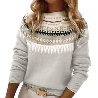 Generic Pull &agrave; col rond pour femme 2026 - Couleur assortie, gris, 4XL