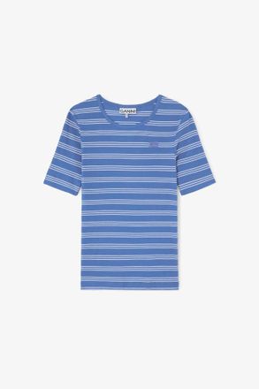 Ganni T-shirt en coton c&ocirc;tel&eacute; Nouvean Bleu marine biologique - Taille S - Pour Femme