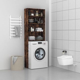 vidaXL Meuble pour machine &agrave; laver Ch&ecirc;ne fum&eacute; 64x24x190 cm Vidaxl