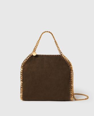 Stella McCartney Falabella Mini Suede Tote Bag, Woman, Moka
