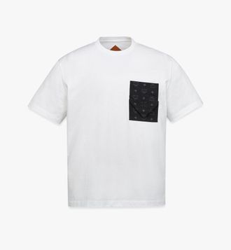 MCM T-Shirt aus Bio-Baumwolle mit aufgesetzter Monogramm-Tasche