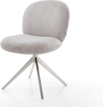 DELIFE Drehstuhl Nube-Flex Cord Silbergrau Kreuzgestell breit Edelstahl 360&deg; drehbar Wippfunktion Taschenfederkern, Esszimmerst&uuml;hle