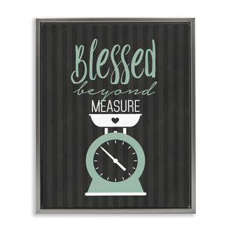Stupell Industries Blessed Beyond Measure Scale Leinwandbild, gerahmt, Design von Lettered and Lined, 53,3 x 43,2 cm, Grau