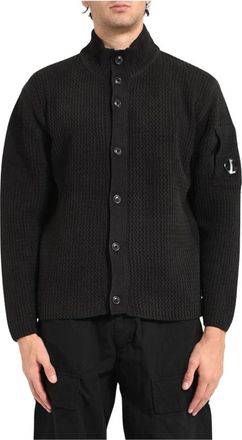 C.P. Company C.p. Company, Homme, Pulls, Noir, Taille: XL Cotton Chenille Button Cardigan