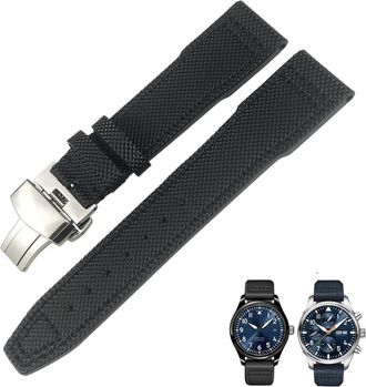Generic 21mm 20mm Nylon Kalbskin schwarz blau gr&uuml;nem Uhrengurt f&uuml;r IWC IW377714 Mark18 Pilotstopp Gun Lederbandb&auml;nder