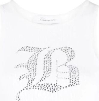 Blumarine Femme, Tops, Blanc, Taille: 42 FR D&eacute;bardeur Logo Orn&eacute;