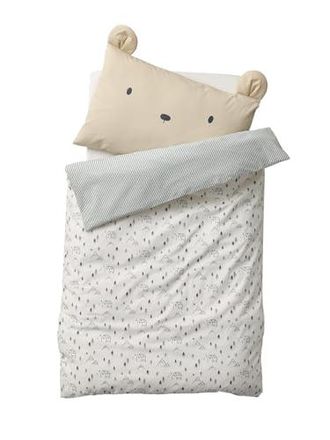 Vertbaudet Housse de Couette b&eacute;b&eacute; Hygge Beige imprim&eacute; 100X120