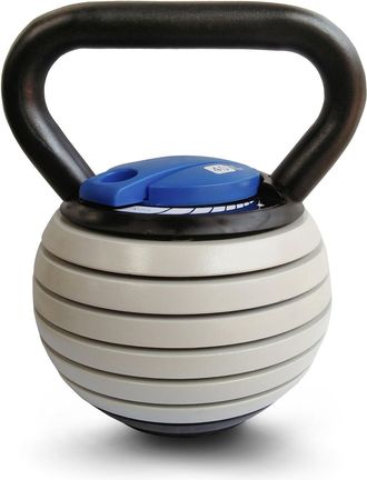 Sport-Thieme Kettlebell Set Vario | Verstellbare Kettlebell mit variablen Gewichtsscheiben: 4-18 kg | Platzsparend, Sicher | Stahl, Kunststoff | Schwarz-Grau-Blau 
