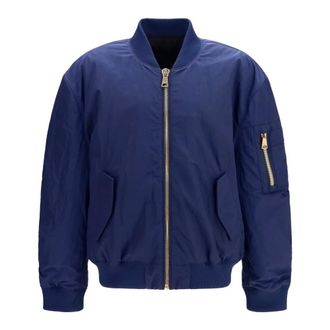 Balmain Bomber en nylon avec logo brod&eacute; au dos - Homme - Vestes - Bleu - Taille: S