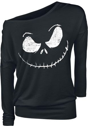 The Nightmare Before Christmas Jack Skellington - Face Frauen Langarmshirt schwarz XL