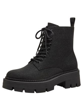 Tamaris Damen Schnürstiefel Textil Vegan; BLACK GLAM/schwarz; 37 EU