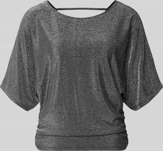 Apricot Schimmerndes T-Shirt mit Rundhalsausschnitt