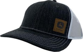 John Deere Mens 6-Panel Black/White Leather Patch Mesh Back Hat