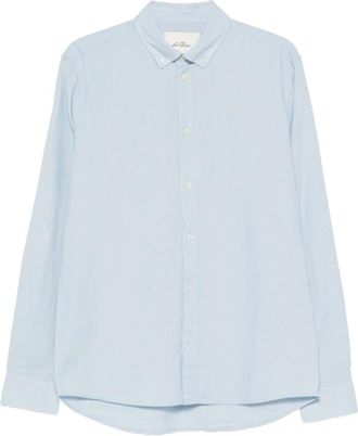 Les Deux Homme, Chemises, Bleu, Taille: M Cotton-Linen Shirt