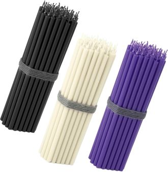 NKlaus 150x Stabkerzen Set 16 cm - Schwarz, Creme & Violett - dünne tropffreie Kerzen für Tischdeko, Events, Feiern, Gastronomie & spirituelle Dekoration - r