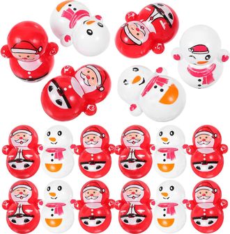 DOITOOL 60 St&uuml;ck Weihnachtsmann und Schneemann Tischdekorationen Kleiner Tumbler Toys aus Kunststoff Bunte Weihnachtsbecher Ornamente f&uuml;r Schreibtisch und Fen