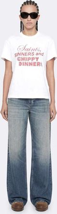AllSaints Chippy addi T-Shirt in Optic White-Wei&szlig;