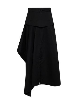 Burberry Womens Skirt Asymmetric Cotton Trench With Belt Black