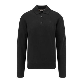 Burberry Homme, Pulls, Noir, Taille: XS Pull noir avec broderie de chevalier