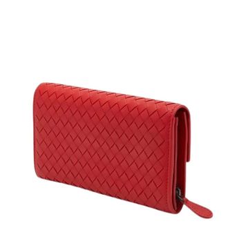 Bottega Veneta Portefeuille long Pre-owned en cuir Intrecciato - Femme - Pre-owned - Rouge - Taille: ONE Size