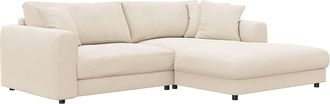 Studio Copenhagen home24 Ecksofa mit Longchair Beige/Beige Webstoff Saia 238cm Longchair davorstehend rechts Modern