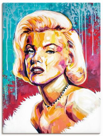 Artland Wanddeko Leinwand Bilder Wandbild Legende Portr&auml;t Farbe Marilyn Monroe Hollywood Film Kino Star U5BO