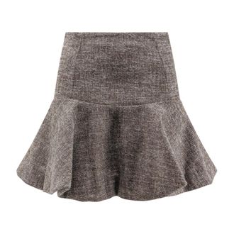 Pinko Pinko, Femme, Jupes, Gris, Taille: 38 FR Jupe Noire &agrave; Volants Taille Haute