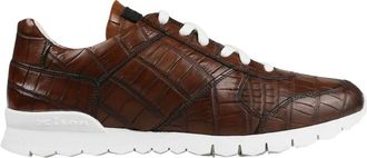 Kiton Homme, Chaussures, Brun, Taille: 43 EU Brown Leather Crocodile Baskets